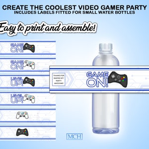 Gamer Party Drink Water Bottle Wrapper Labels, Video Game Party Gaming ...