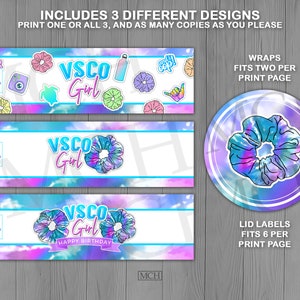 VSCO Girl Party Chips 1.3 Oz Snack Can Labels & Wrap, Vscogirl Birthday ...