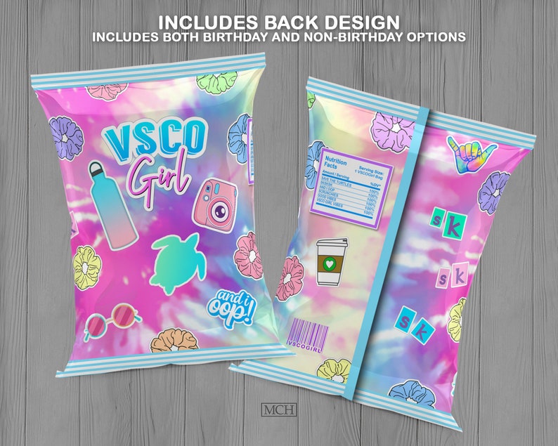 VSCO Girl Party Chip Bag Wrapper Labels Vscogirl Birthday | Etsy