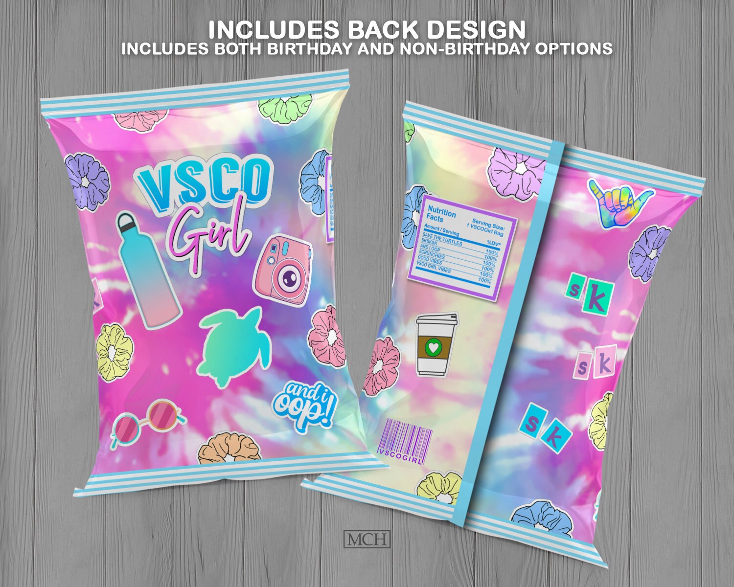 VSCO Girl Party Chip Bag Wrapper Labels Vscogirl Birthday | Etsy