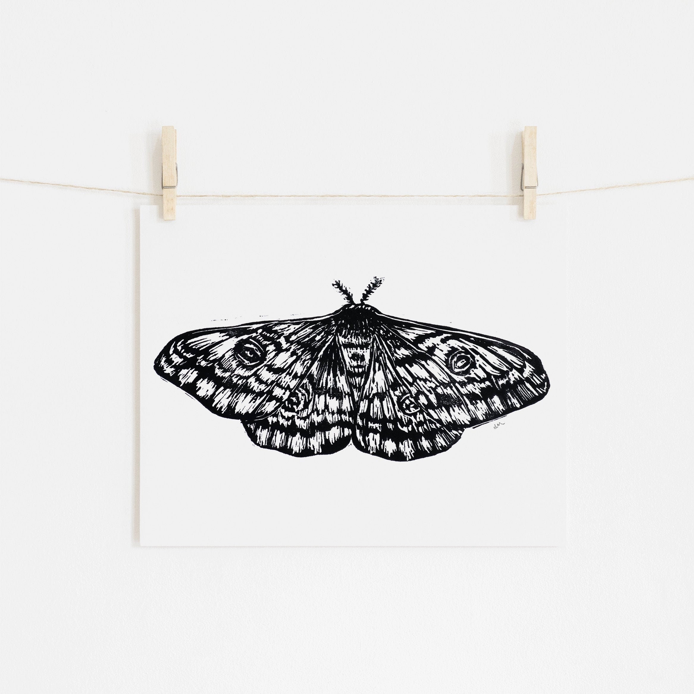 emperor moth linocut print — jessiemtattoo.