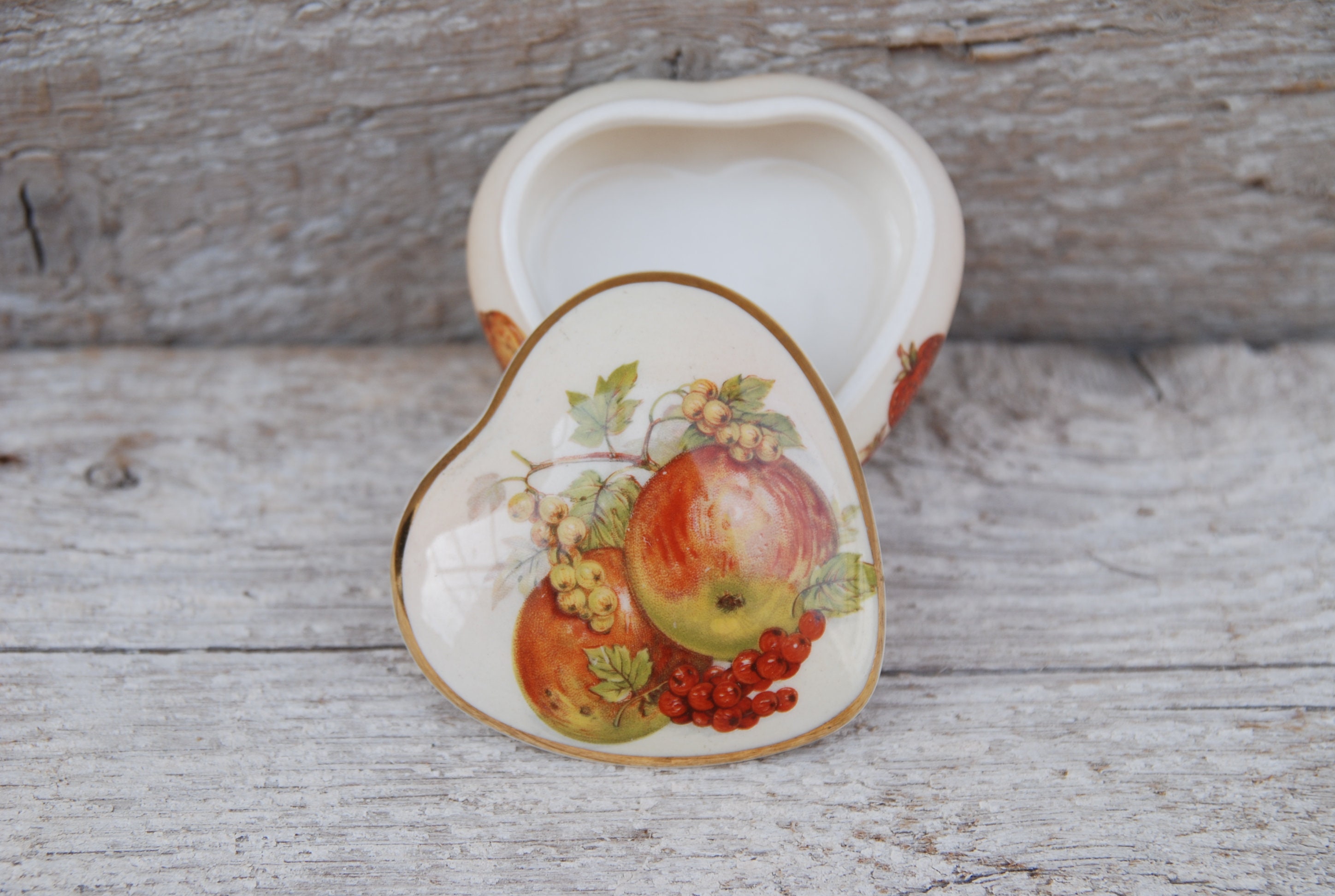 Vintage Trinket Jewelry Box Heart Shaped Porcelain Box With - Etsy UK