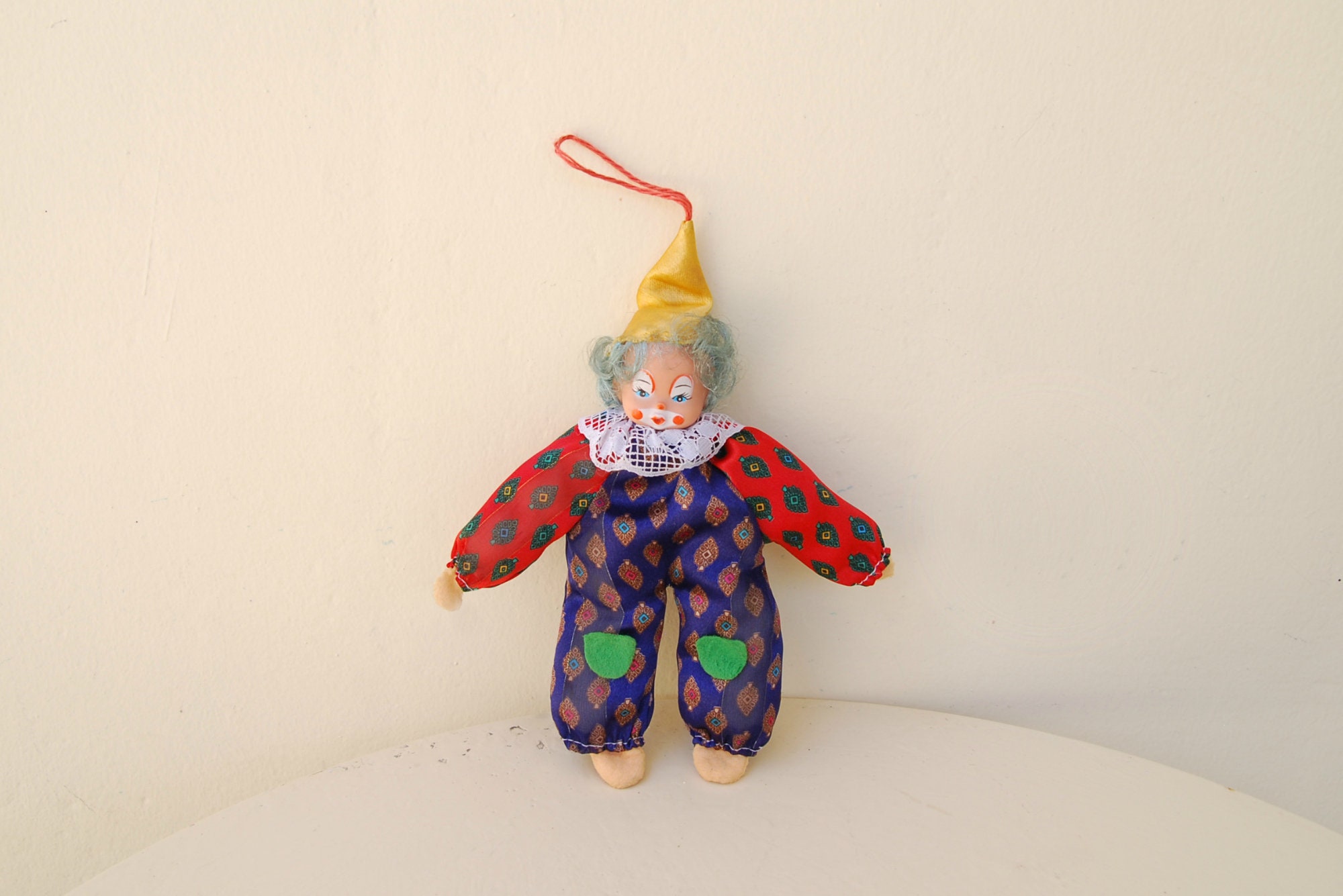 Vintage Clown doll Blue hair Circus clown Textile soft body | Etsy