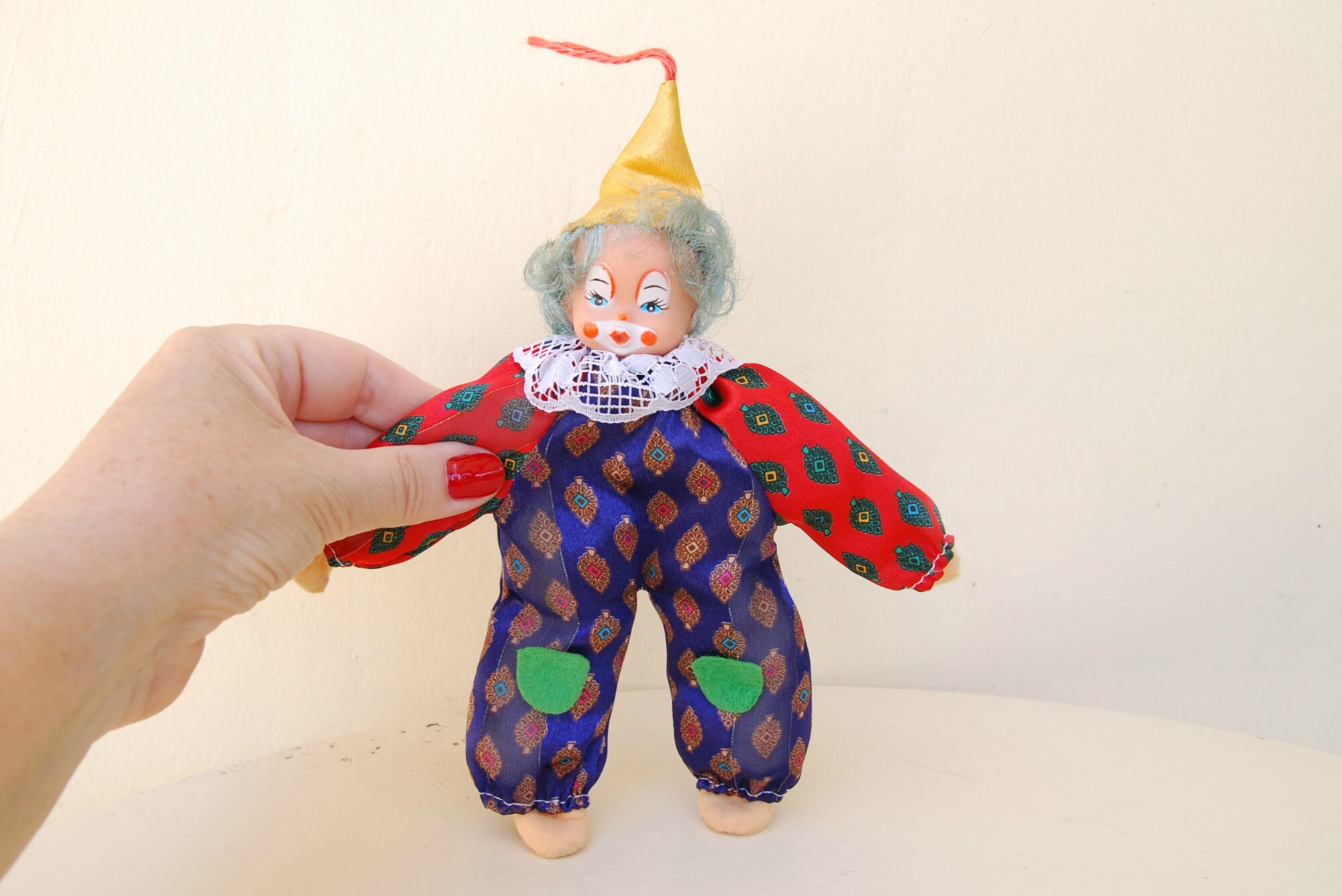 Vintage Clown Doll Blue Hair Circus Clown Textile Soft Body - Etsy UK