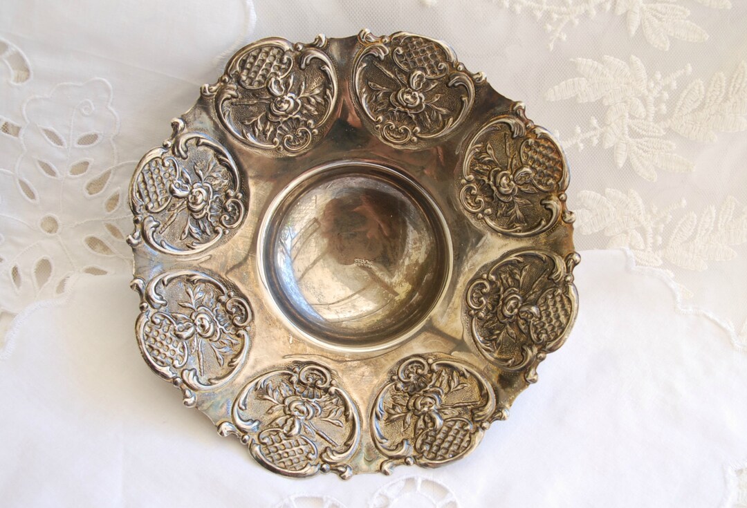 Silverplate Footed Fruit Dish Candy Bar Dish or Trinket Metal Bowl ...