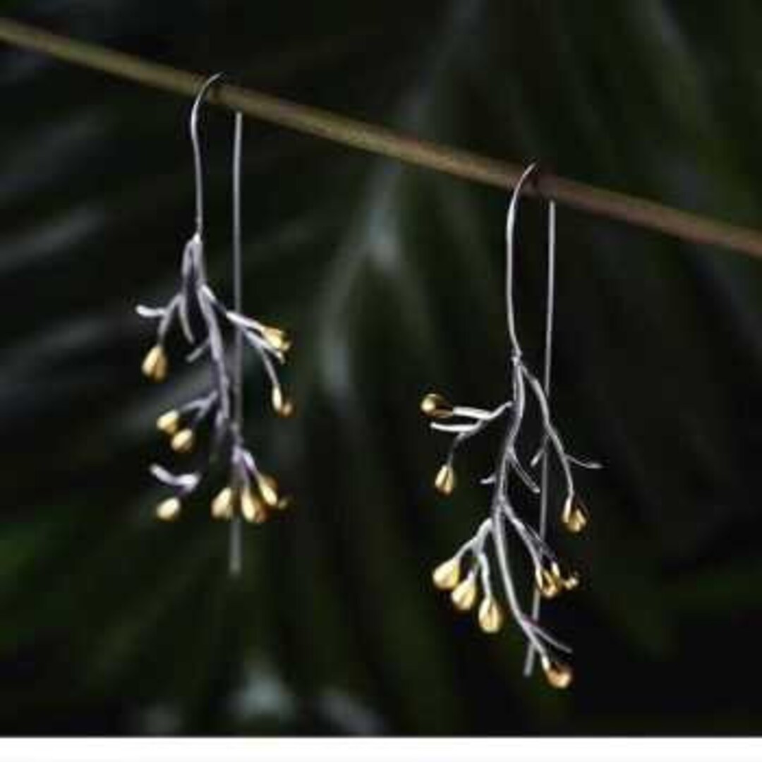 Handmade 925 Sterling Silver Tree Design Drop Earrings - Etsy