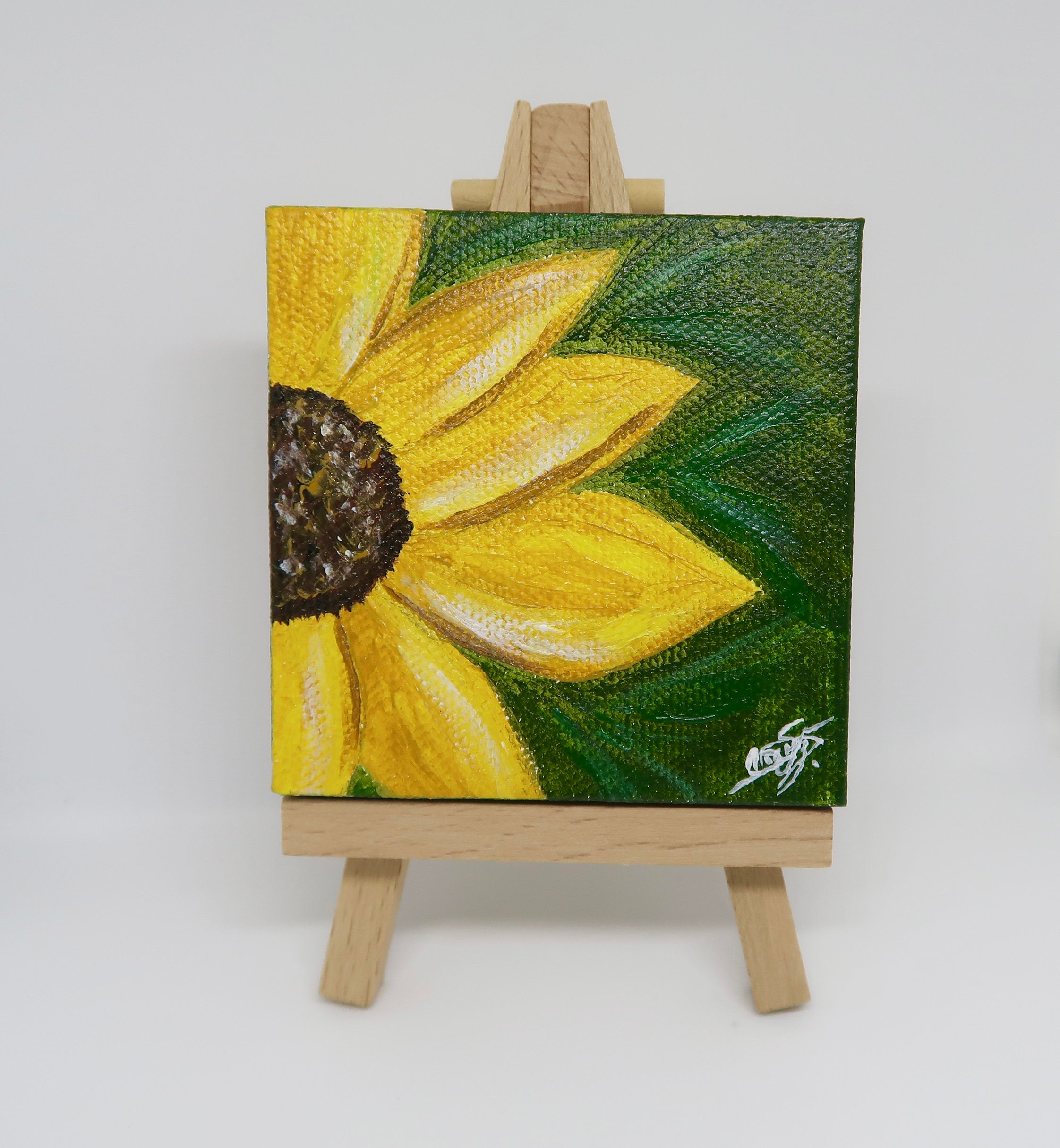 Mini Canvas 3x3 Acrylic Painting With Easel | Sunflower| Flowers Bring ...