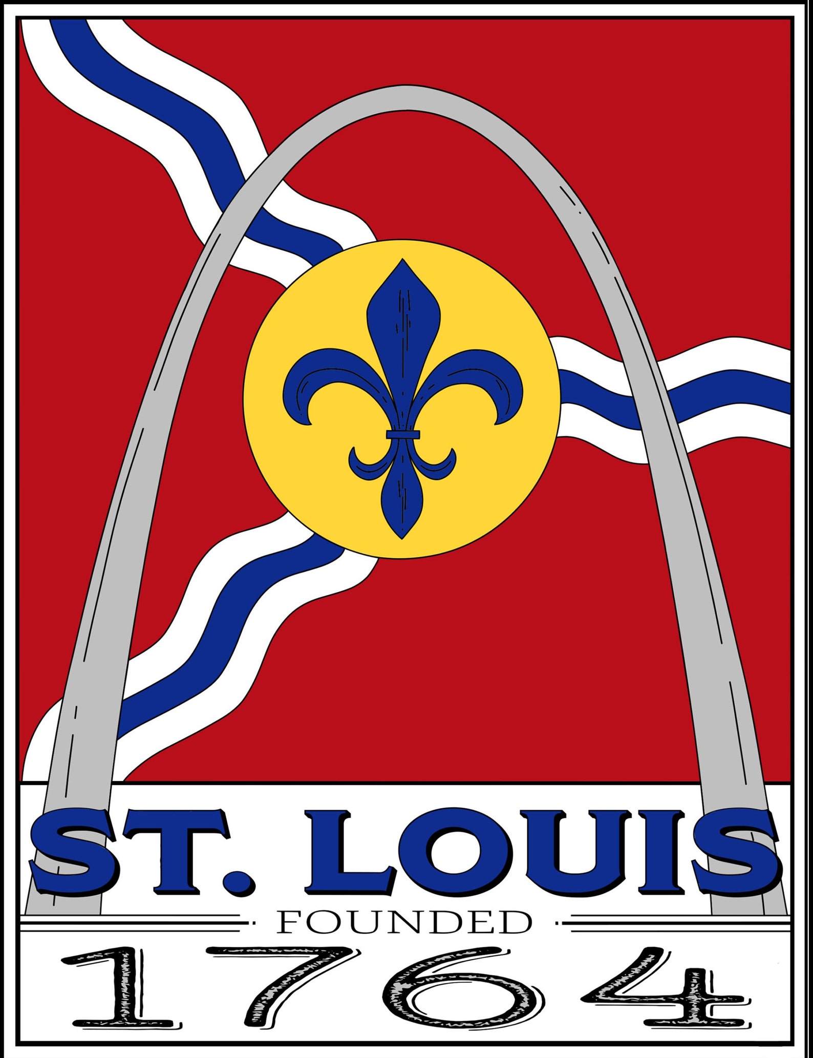 St. Louis Art Print, Arch, Founded 1764, Founding, Fleur De Lis, St ...