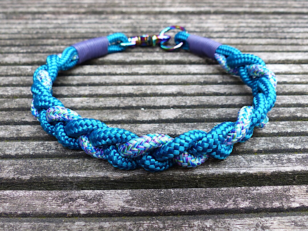 Braided Rope Collar With Leather Rigging and Jet Fuel Fittings Swivel ...