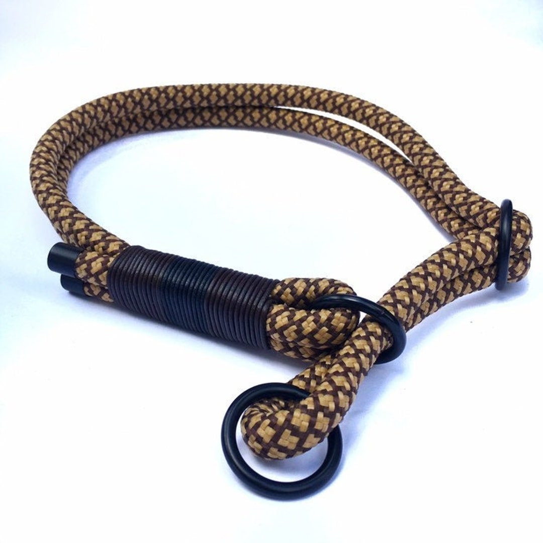 Premium Rope Collar With Leather Rigging in Brown and Black With Black ...