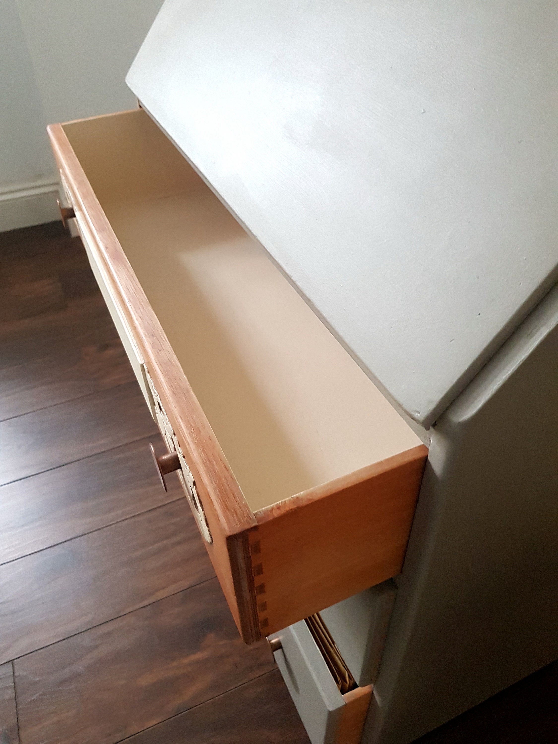 SOLD!! Vintage Retro Harris Lebus Writing Bureau in Light Taupe - Etsy UK