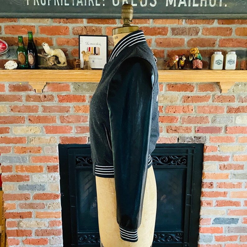 Varsity College Style Coat Leather and Tissus - Etsy