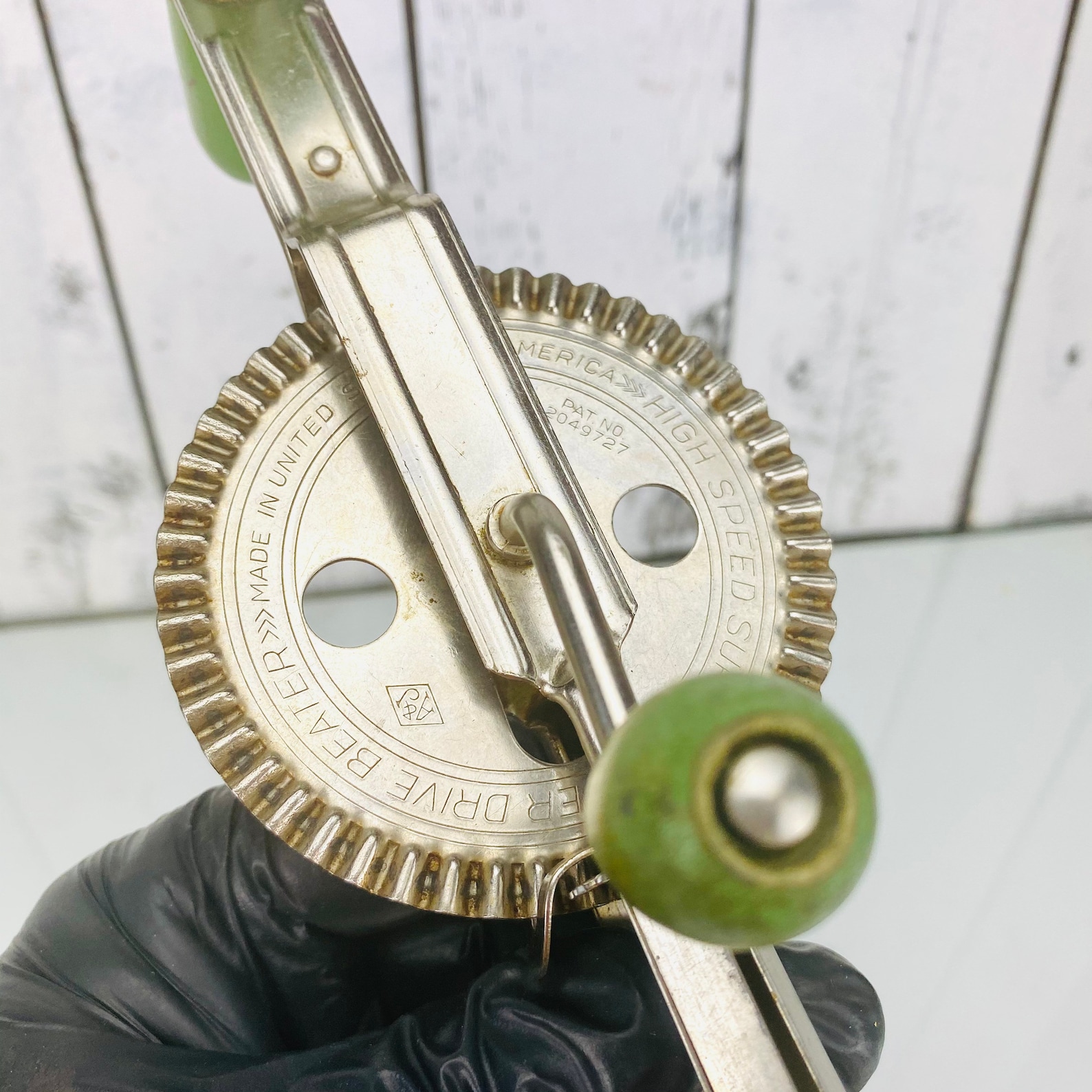 Vintage Hand Mixer Wood Green Handle - Etsy