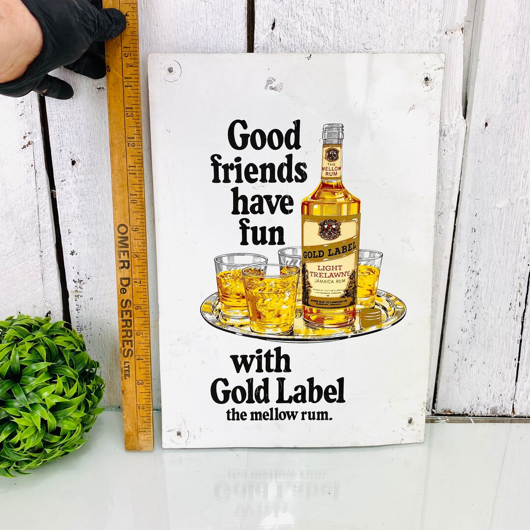 Vintage Original Aluminum Gold Label Jamaica Rum Advertising,bar ...