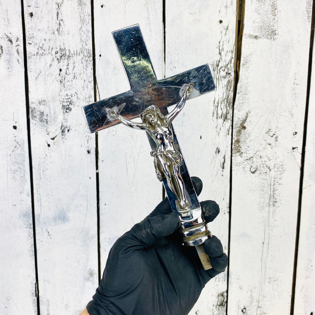 Vintage Chrome Crucifix Cross - Etsy