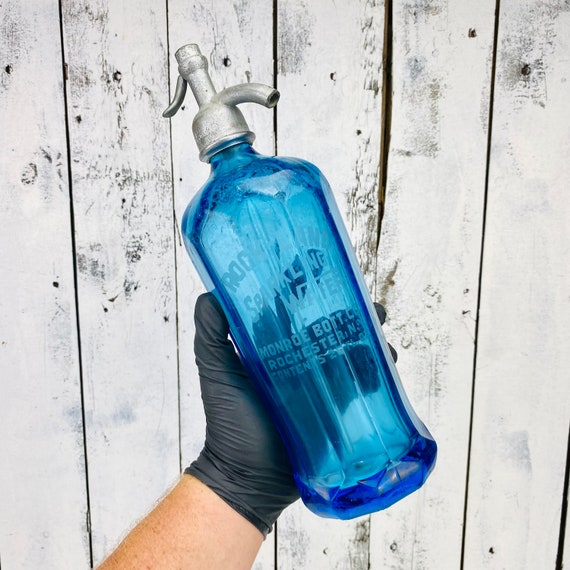 Awesome Antique Blue Glass Seltzer Bottle Crystal Clear Sparkling Soda ...