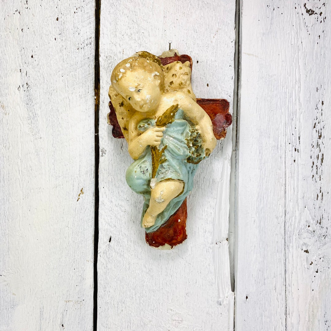 Vintage Antique Plaster Cross With an Angel - Etsy