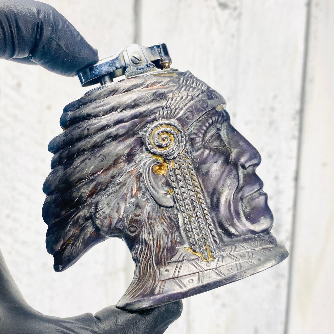 Vintage RARE Large Metal Indian Chief First Nation Lighter - Etsy