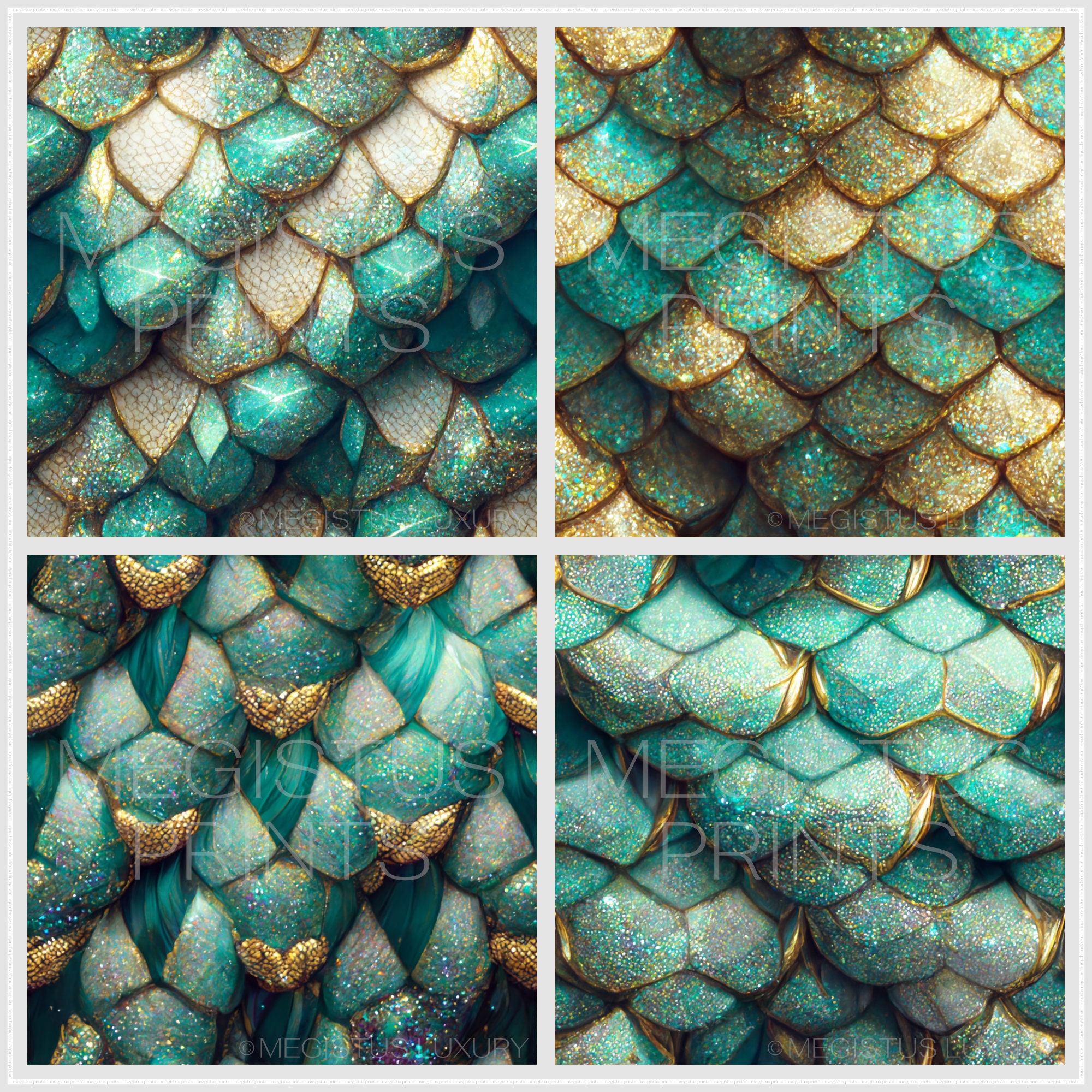 Teal Mermaid Scales Digital Paper 12 X 12 300 DPI Instant - Etsy
