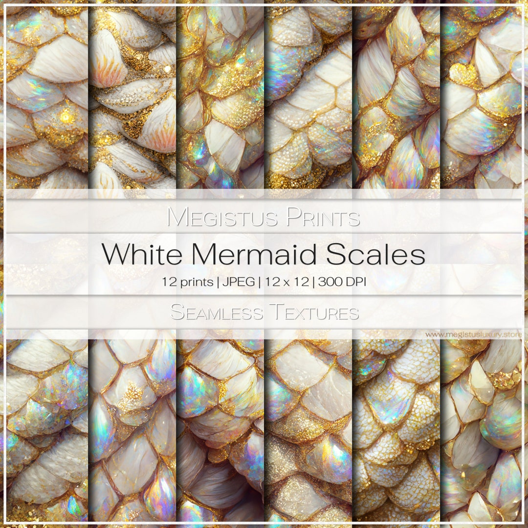 White Mermaid Scales Digital Paper 12 X 12 300 DPI - Etsy