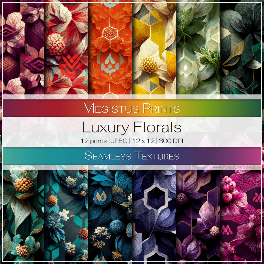 Luxury Florals Digital Paper Set, 12 X 12, 300 DPI, Instant Digital ...