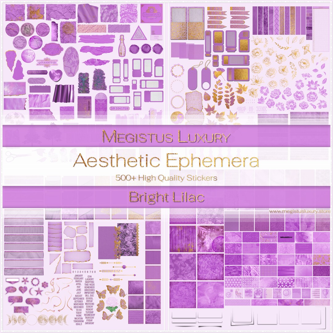 Digital Aesthetic Stickers, Bright Lilac, Digital Planner, Goodnotes ...