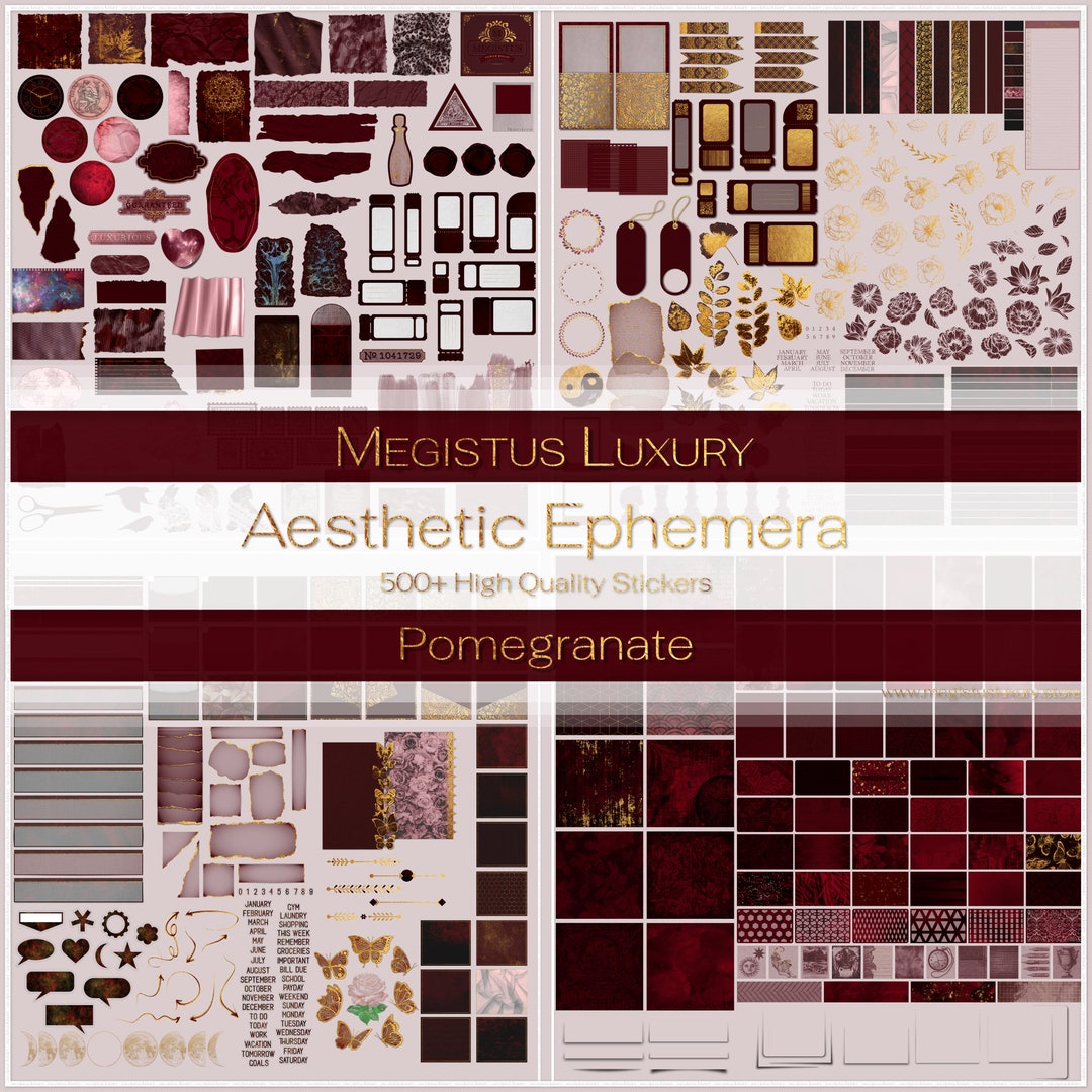 Digital Aesthetic Stickers Maroon Digital Planner Goodnotes - Etsy