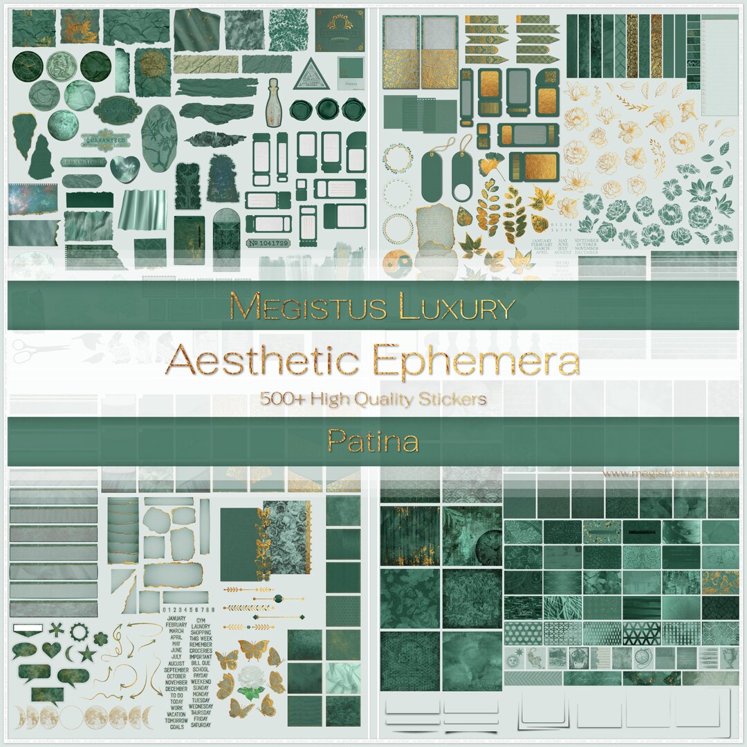 Digital Aesthetic Stickers, Patina, Digital Planner, Goodnotes Stickers ...