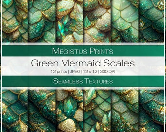 Green Mermaid Scales Seamless - Etsy