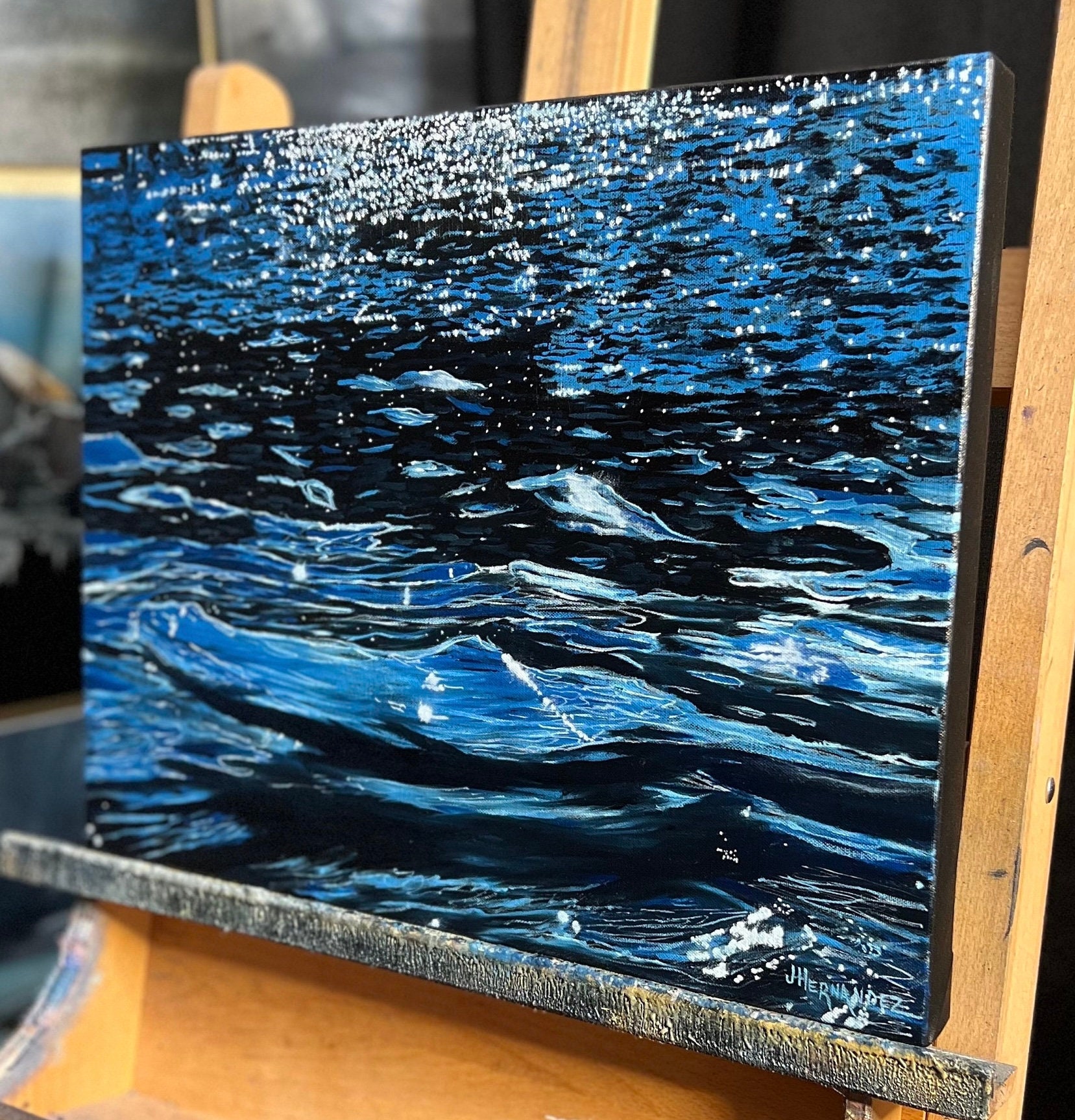 Ocean Glimmer Original Oil Painting Lapping Waves Dance in the ...