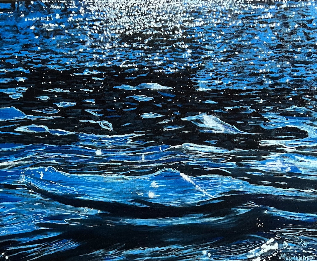 Ocean Glimmer Original Oil Painting Lapping Waves Dance in the Shimmering Light - Etsy