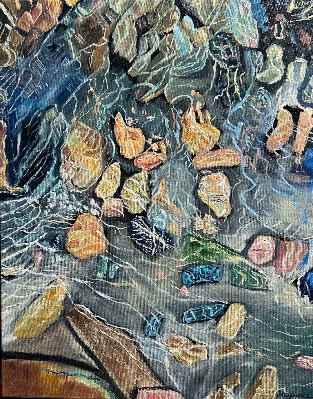 Rippling Rocky Riverbed Original Oil Painting - Clear River Waters Flow ...