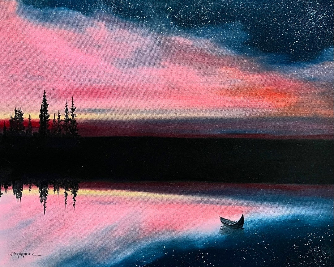 Starry Night Sailing…the Lone Boat Sways Under the Dark Twinkling Stars ...