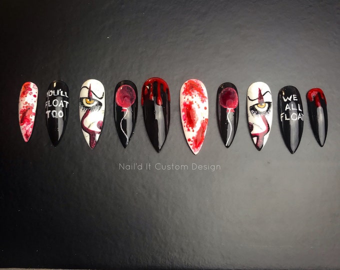 Pennywise•press on Nails•fake Nails•glue on Nails•false Nails•halloween ...