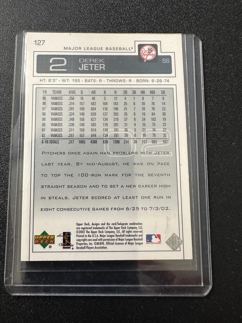 Derek Jeter Upper Deck Card - Etsy