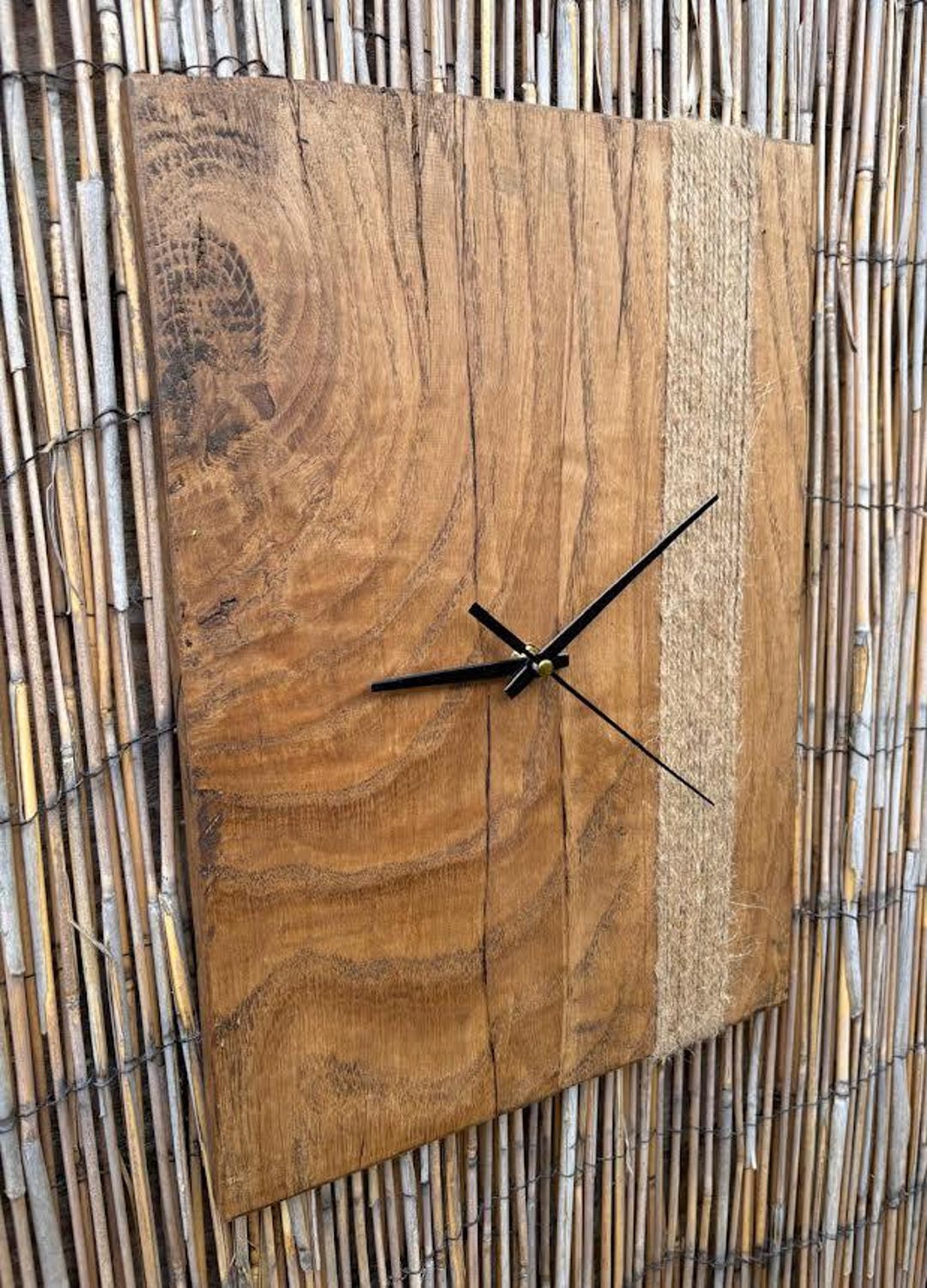 Rustic Oak Wall Clock – Dark Oak Wood – Gold Hands – Handmade Wooden ...