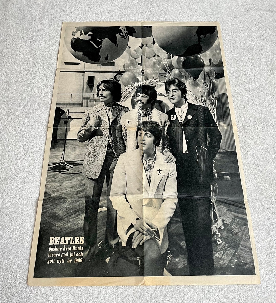 Beatles Poster 1968 Swedish Poster Music Magazine 1960s John Lennon Paul Mccartney George ...