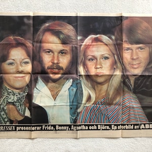 ABBA 1977 Swedish Magazine Poster 1970s Björn Ulvaeus Agnetha Fältskog ...