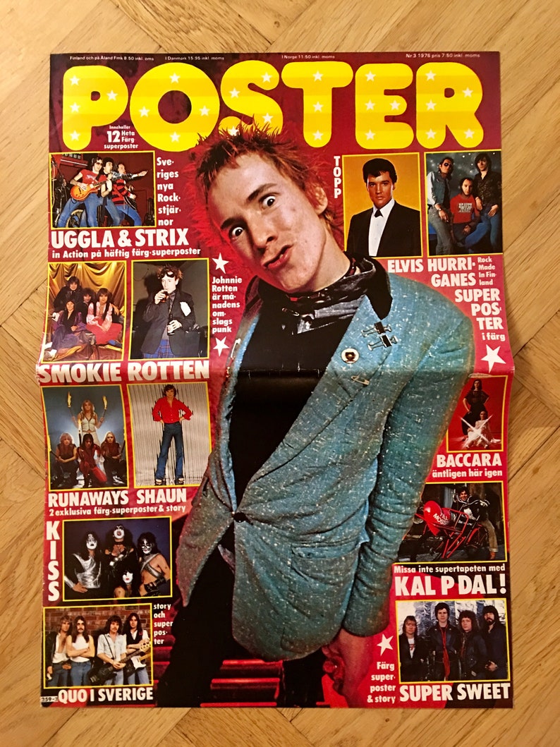 Sex Pistols Johnny Rotten John Lydon Poster 1978 Punk Band Etsy 8962