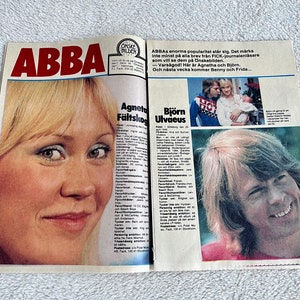 ABBA 1977 Swedish Magazine Poster 1970s Björn Ulvaeus Agnetha Fältskog Benny Andersson Anni-frid ...