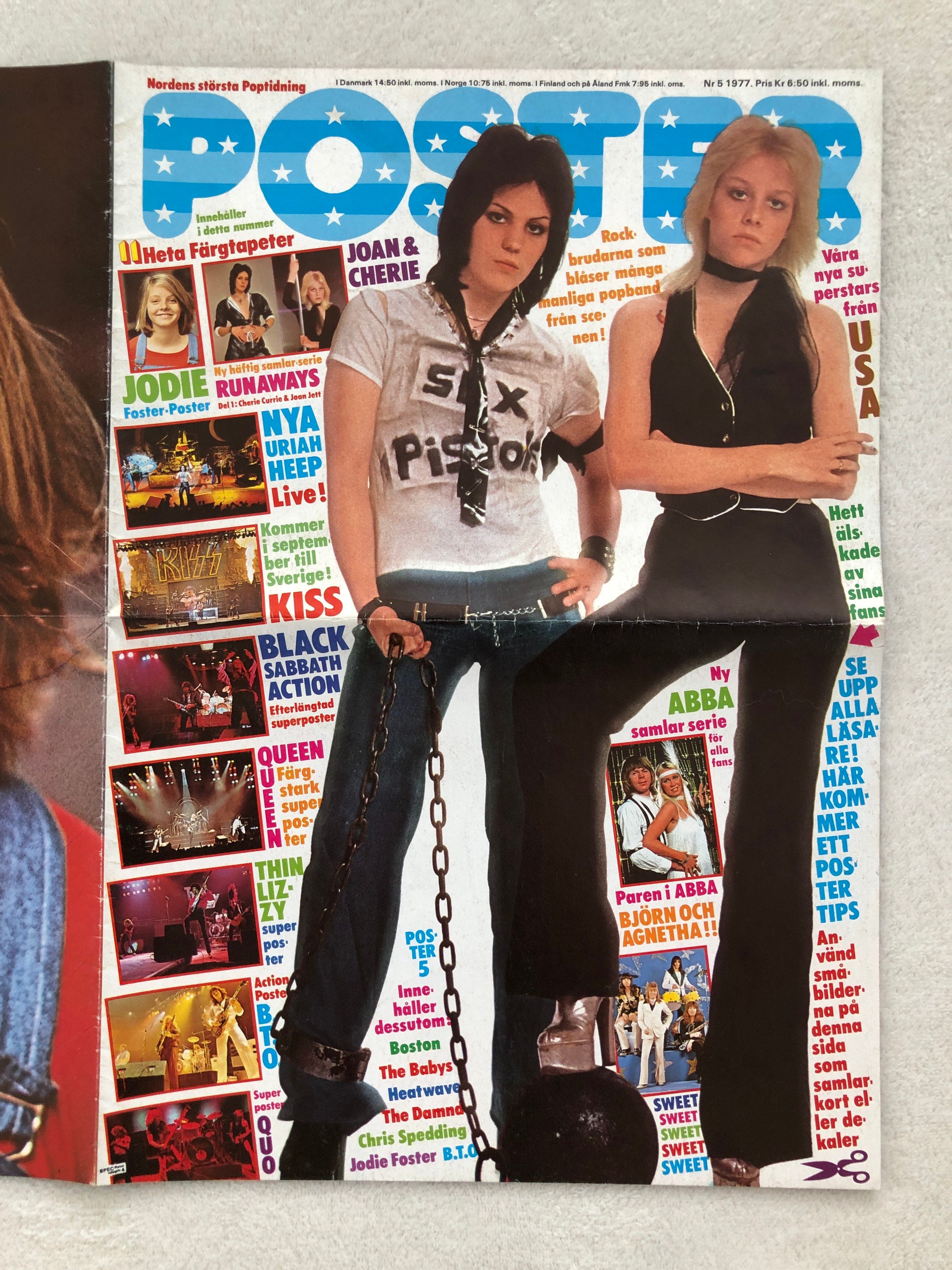 The Runaways Cover Poster 1977 Swedish Poster Magazine 1970s Joan Jett ...