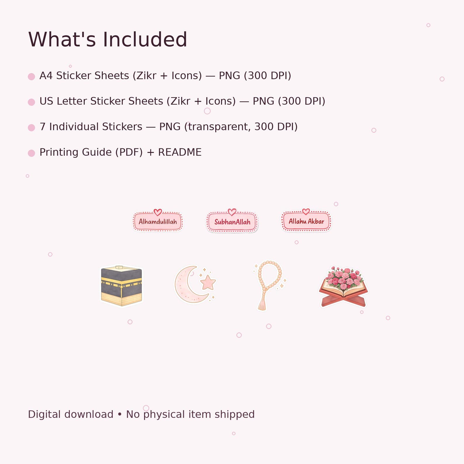 Islamic Sticker Bundle 7 Pack | Zikr Labels + Islamic Icons | Kaaba ...