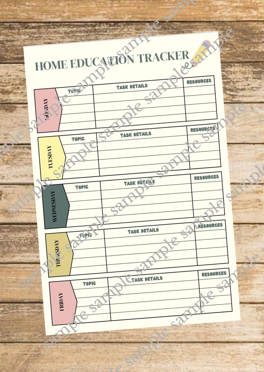 Home Education Weekly Tracker Printable | UK Homeschool Planner PDF ...