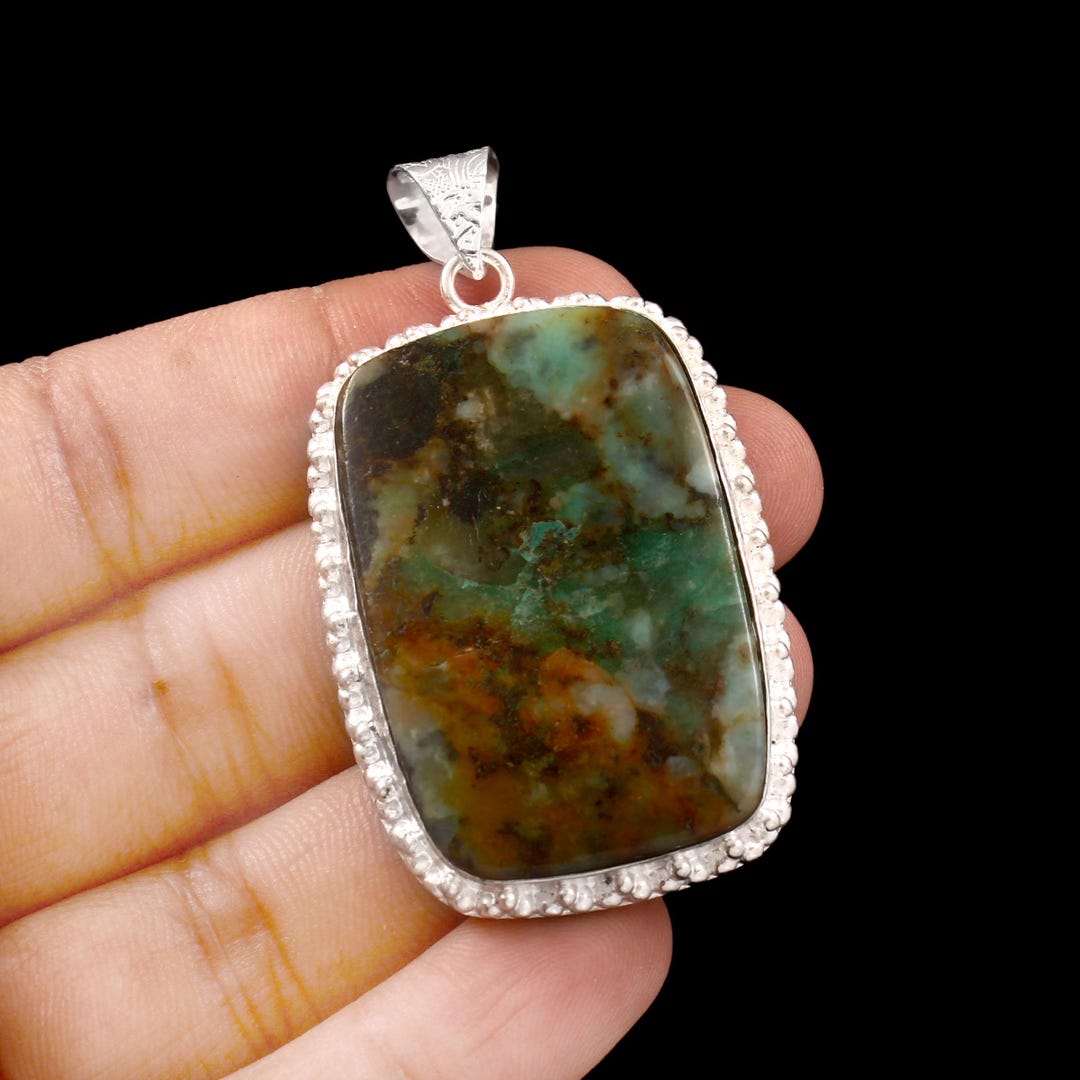 84 Cts Brazilian Turquoise Baguette Shape Gemstone Handmade Silver ...