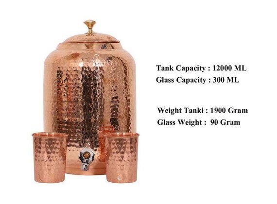 Drink & Barware Home & Living Indian Copper Tanki Hammered Pure Copper ...