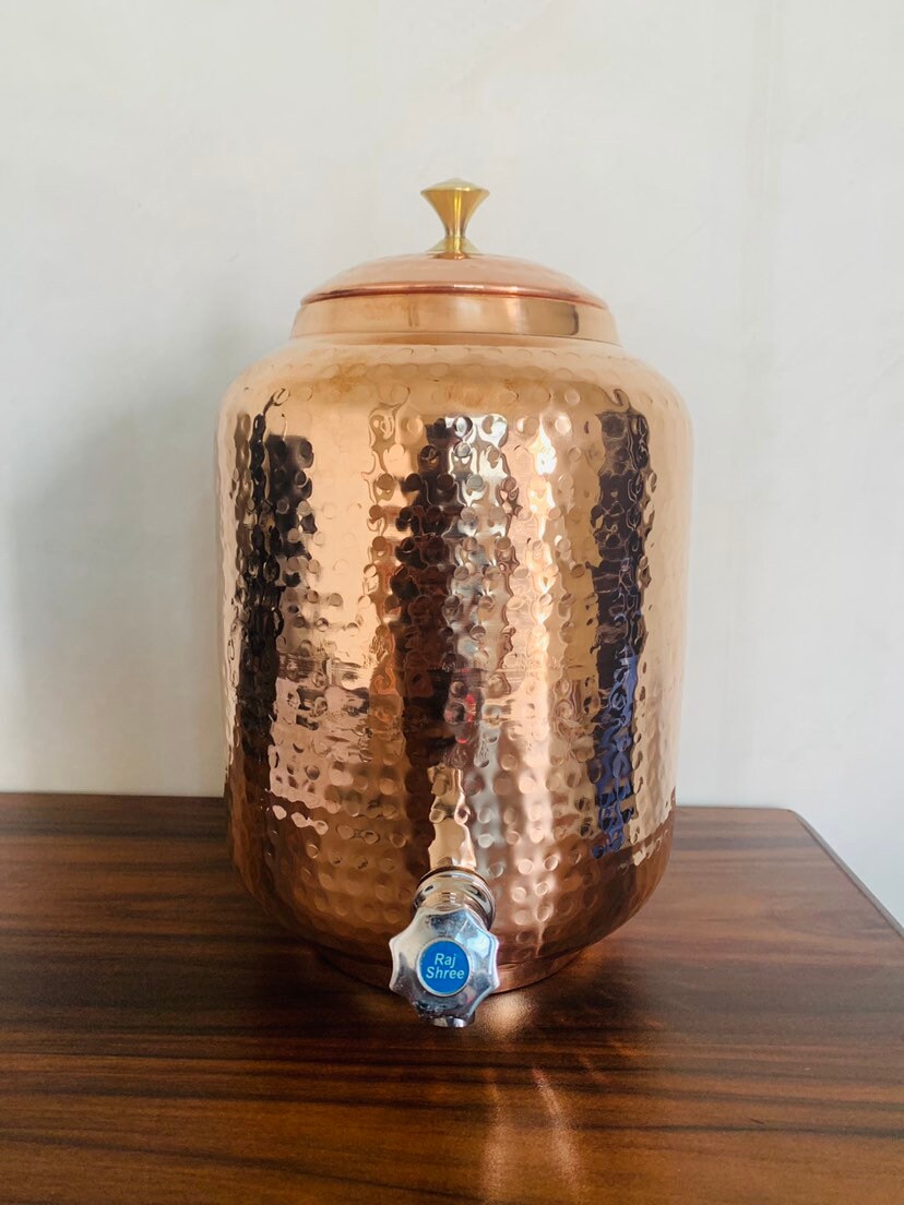 Drink & Barware Home & Living Indian Copper Tanki Hammered Pure Copper ...
