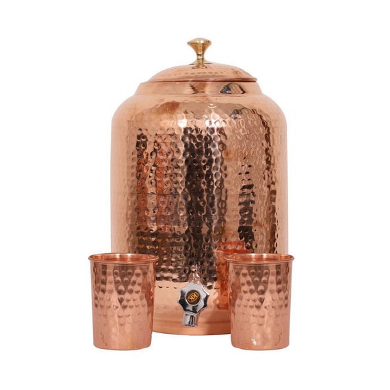 Drink & Barware Home & Living Indian Copper Tanki Hammered Pure Copper ...