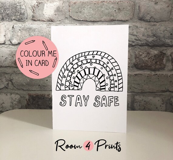 Colour in Stay Safe Rainbow Card Color in Raindow | Etsy