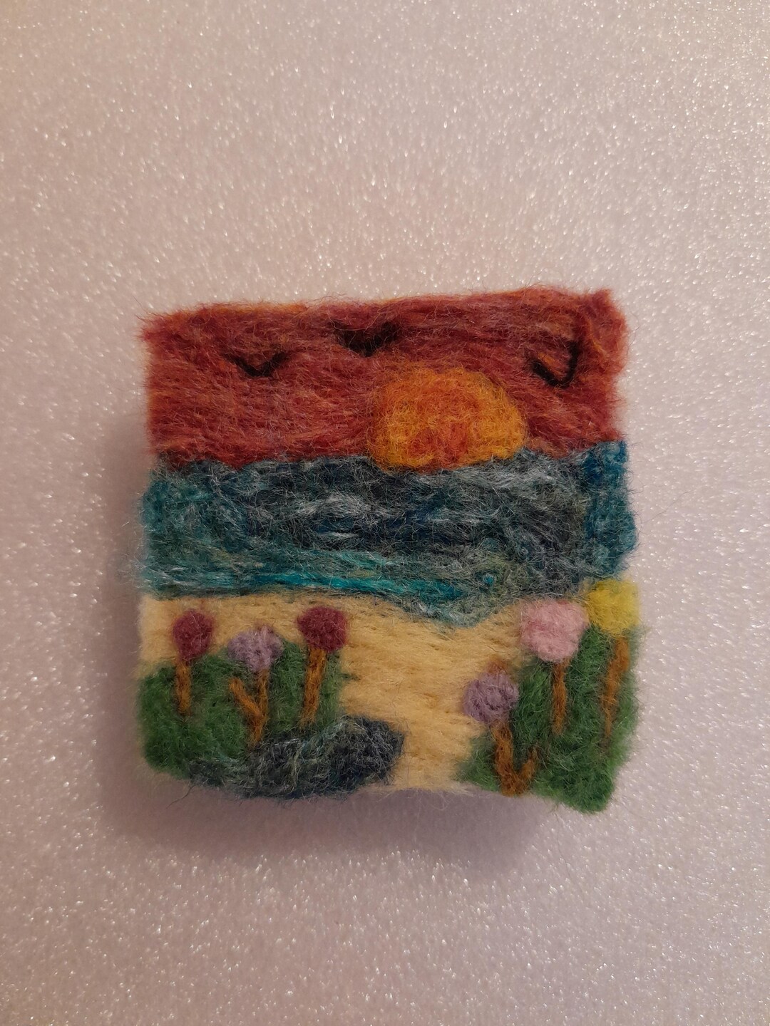 Needle Felted Fridge Magnet of a Sunset on the Beach Makes an Ideal ...
