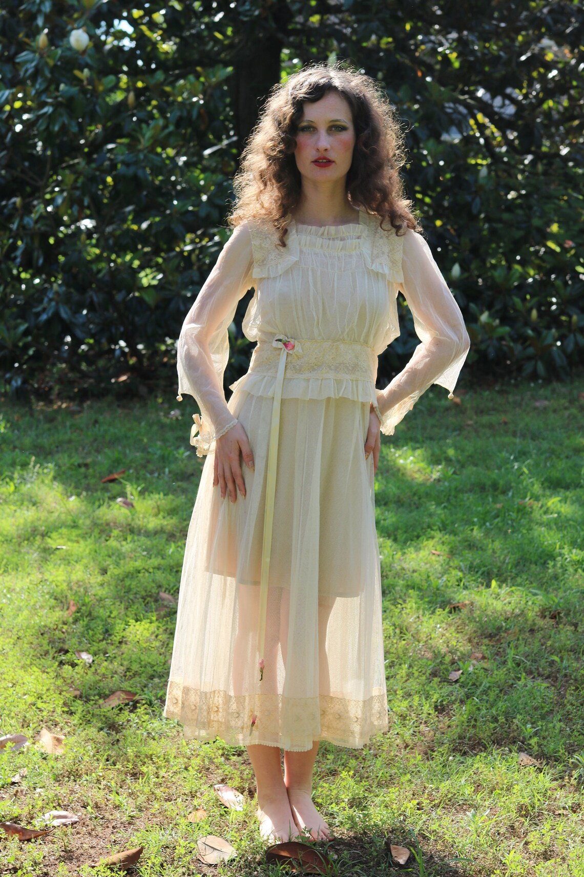 Antique 1910s Sheer Net Lace Dress - Etsy